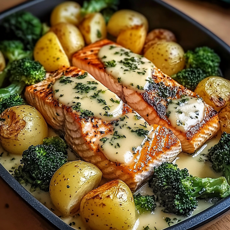 Lemon Butter Salmon with Crispy Potatoes and Broccoli – Beth's Quick Bites
