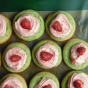 Strawberry Frosted Matcha Cookies – Beth's Quick Bites