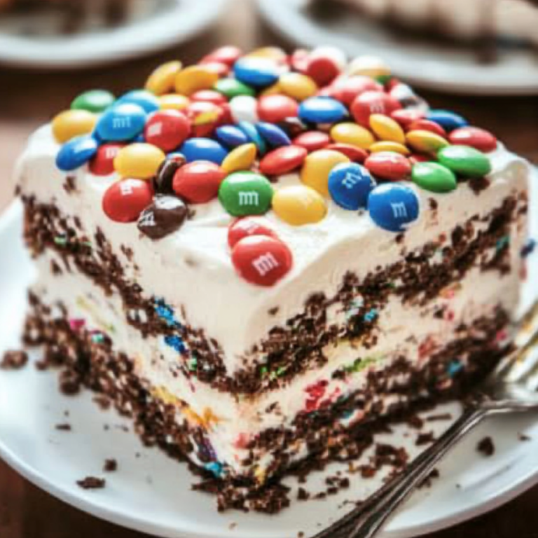 Easy M&M Ice Cream Sandwich Cake Recipe – Beth's Quick Bites