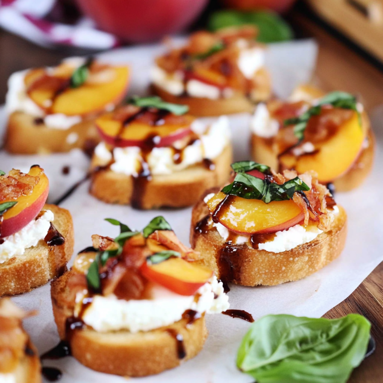 Honey Ricotta Peach Crostini with Crispy Pancetta Recipe – Beth's Quick ...