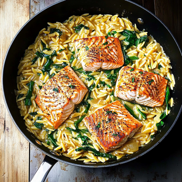 One Skillet Salmon with Lemon Orzo – Beth's Quick Bites