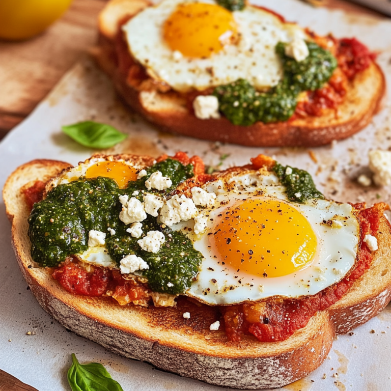 Shakshouka Toast with Feta Fried Eggs – Beth's Quick Bites