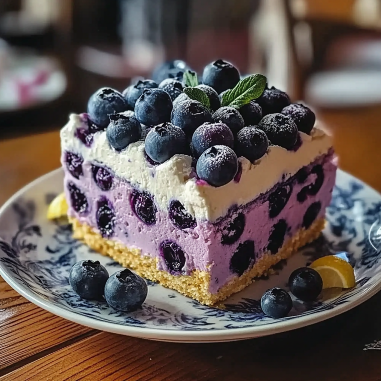 Lemon Blueberry Shortbread Mousse Cake – Beth's Quick Bites