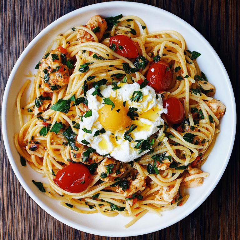 Chicken Spaghetti with Burrata and Lemon Butter Garlic Sauce – Beth's ...