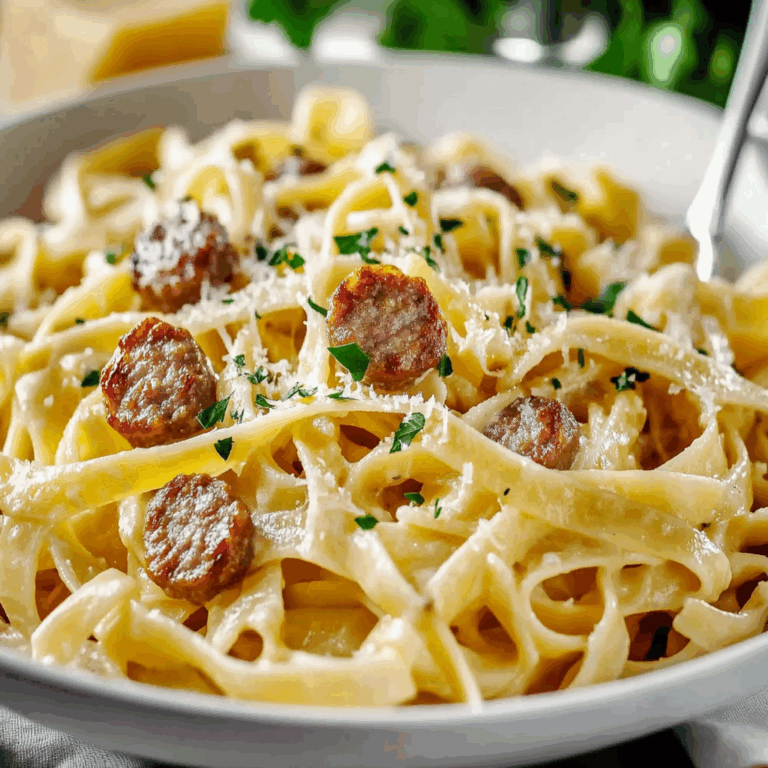 Creamy Italian Sausage Fettuccine Pasta – Beth's Quick Bites