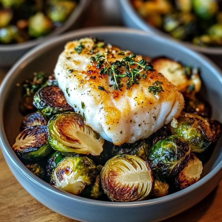 Lemon Garlic Butter Cod Bowls with Roasted Brussels Sprouts – Beth's ...