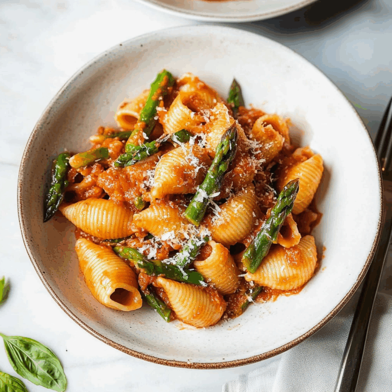 Pasta Shells with Asparagus and Marinara Sauce – Beth's Quick Bites
